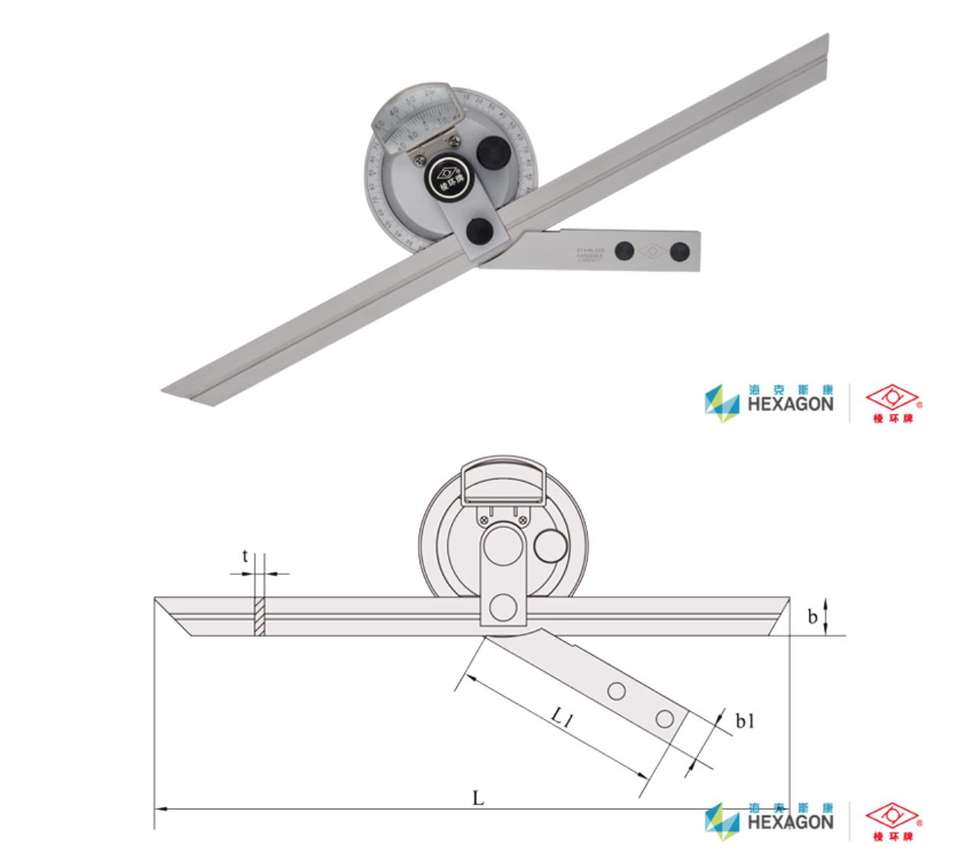 Hexagon Precision Comparator Stand - 0-360 Degree Vernier Bevel Protractor