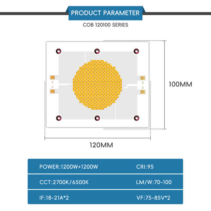 High Efficiency LED Chip High Power High Brightness 1200W+1200W 70V ...