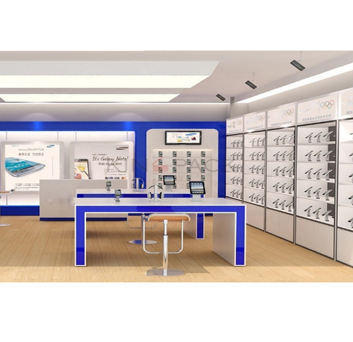 Custom made modern mdf wood table display showcases for mobile phone ...