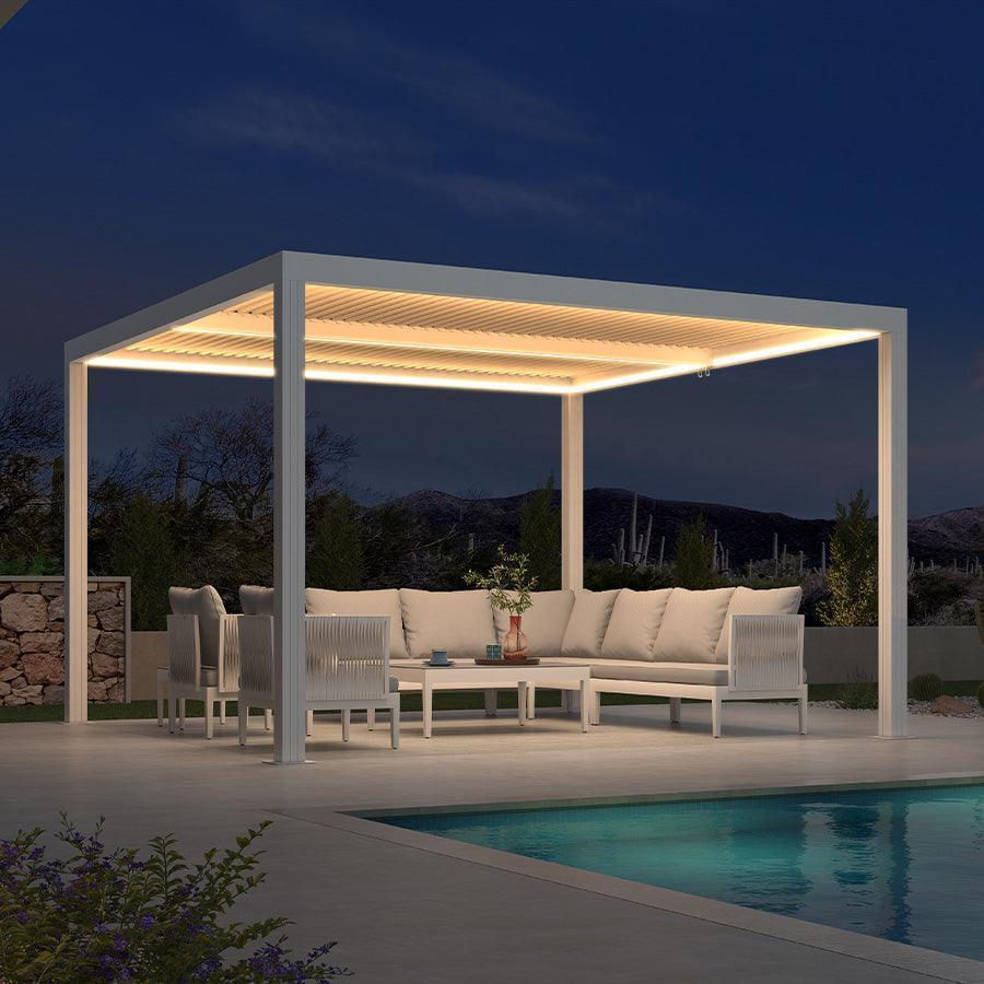 Custom Heavy Duty Aluminum Pergola With Smart Roof System and Frameless ...