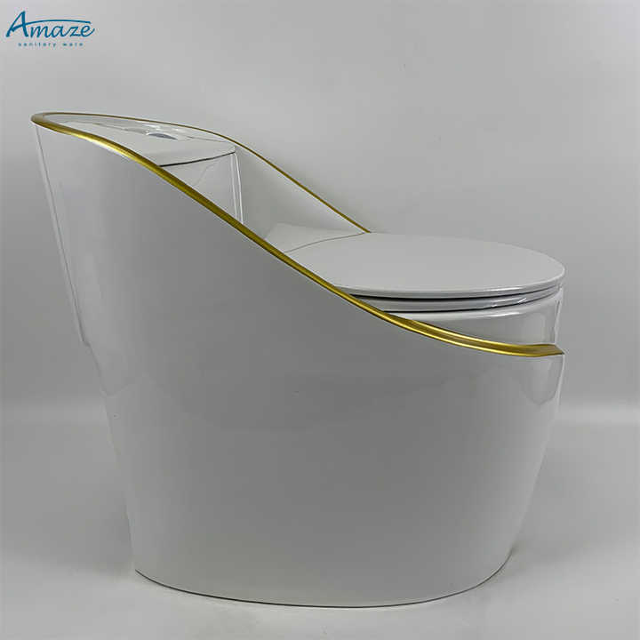 Luxury Ceramic Sanitary Ware Design Bathroom Gold Line Egg Shape Water ...