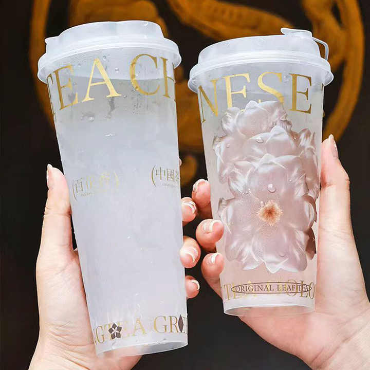 400sets 520ml Plastic PP Milk Tea Cups Disposable Injection Mold Boba ...