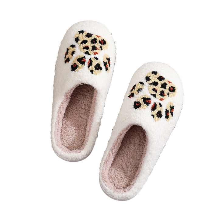 Cartoon Cartoon leopard cat claws plush cotton slippers home indoor ...