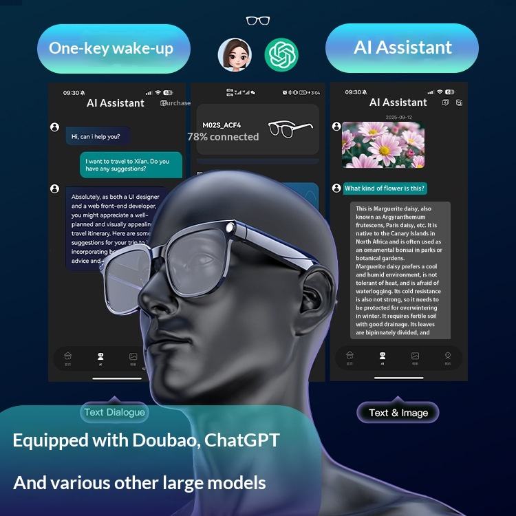 New AI Smart Glasses Camera 1080P Anti-shake for Music Video View ...