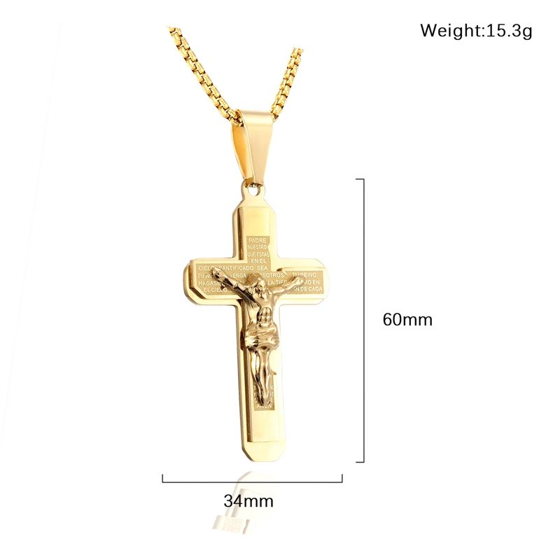 Cross Jesus Crucifixion Religious Bible Gold Plated Waterproof Non ...