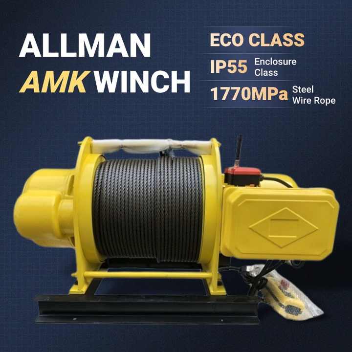 ALLMAN 1t 2t 3t Electric Winch Single Phase Double Steel Wire Rope ...