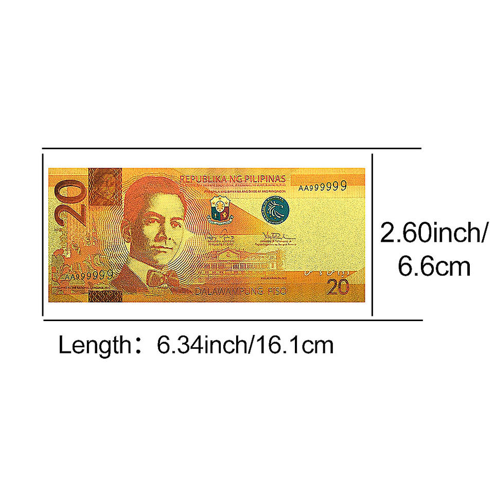 Philippine Peso 24K Gold Banknote 20 50 100 200 500 Collectible Art ...