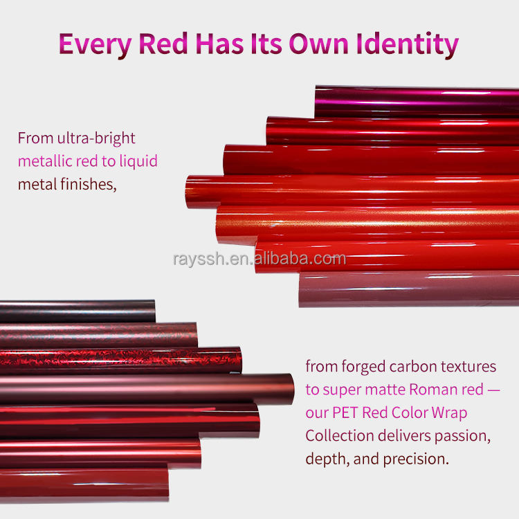 PET Super High Glossy Red Color Wrap Film Car Vinyl Wrap Stickers Anti ...