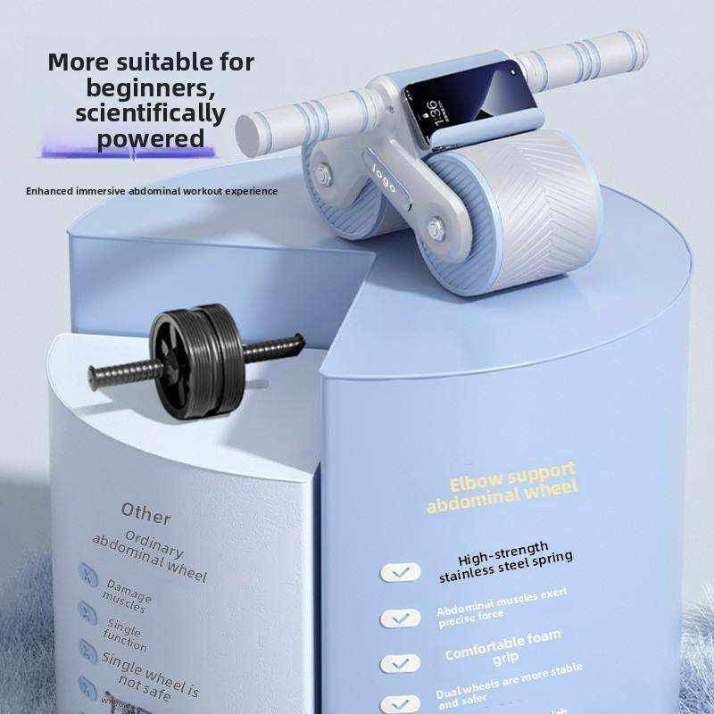 Ergonomic Self-Rebound Abdominal Wheel With Phone Holder Widened Double ...