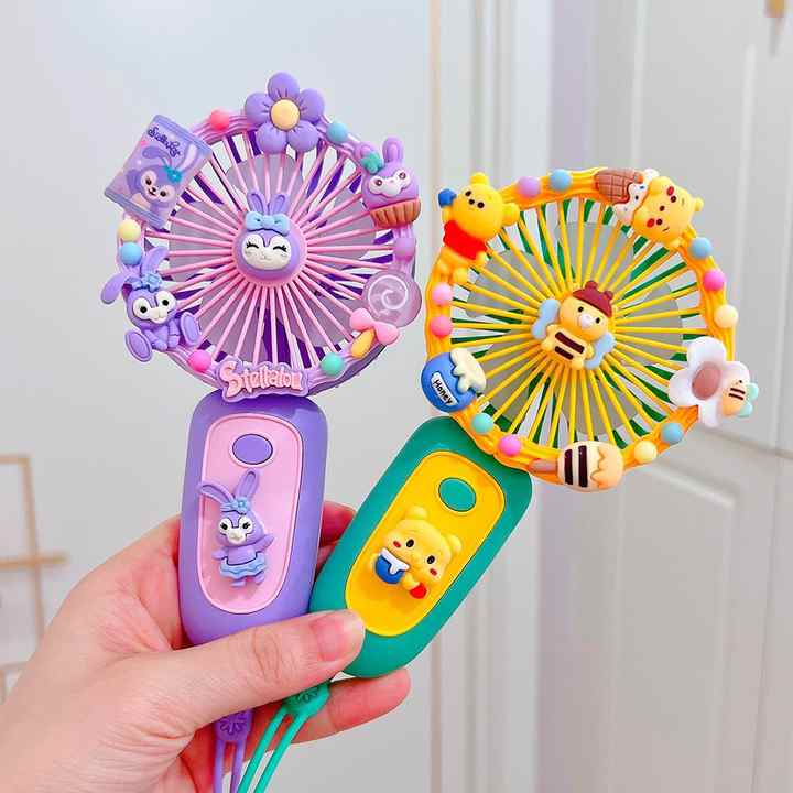 Outdoor Portable Small Fan Cartoon Electric Hand Fan Diy Material ...