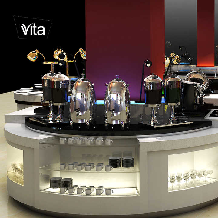 Luxury Hotel Buffet Table with LED Lighting & Multi-Compartment Storage ...