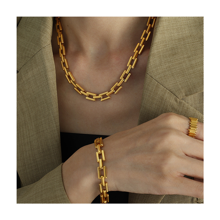 New Ins 18k Gold Plated Tarnish Free Stainless Steel 8mm Polished Super Shine Strap Chain ...