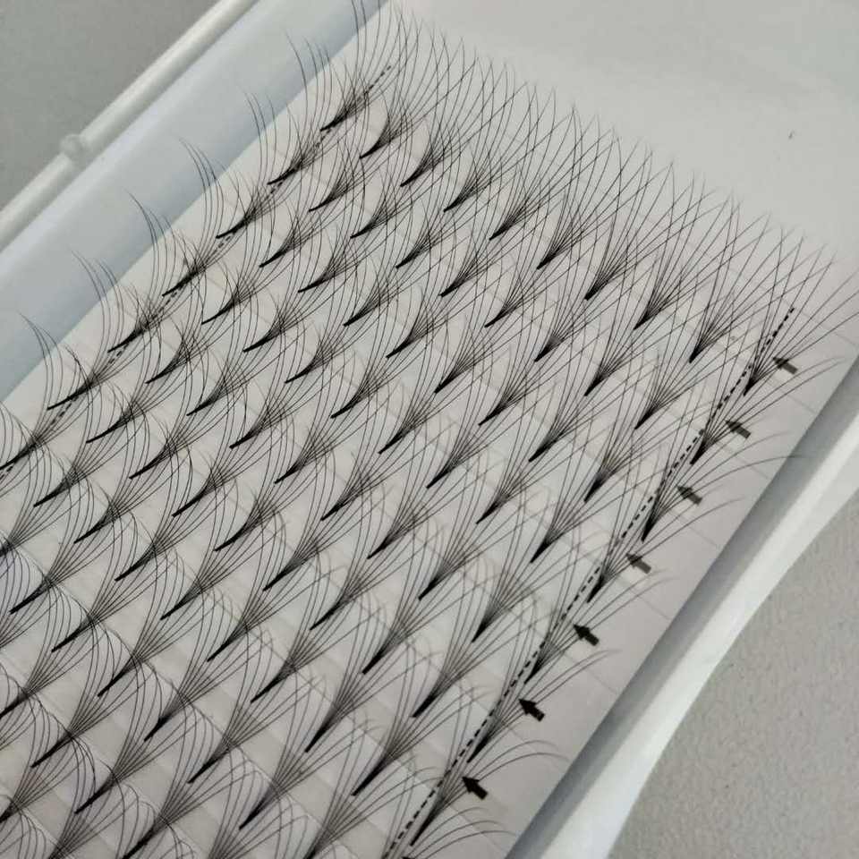 7D 0.05mm Pointy Stem Silk Eyelashes Black Cotton Strip Thin Base ...