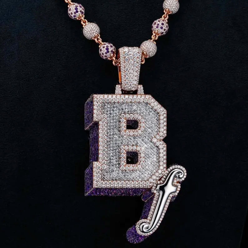 New Design High Quality 3D PopUp B Letter Pendant Iced Out Initial ...