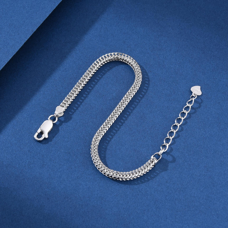 Italian 3mm Mesh Link Chain Bracelet 925 Sterling Silver Byzantine ...