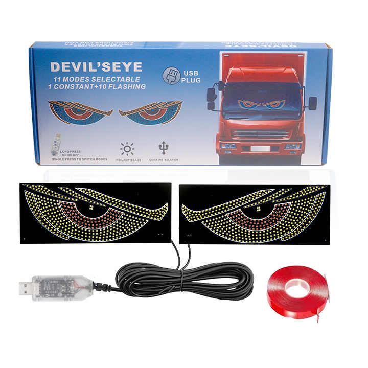 Auto Truck LED Devil Eyes Panel Window Trim Lamp USB Multi-Mode New ...