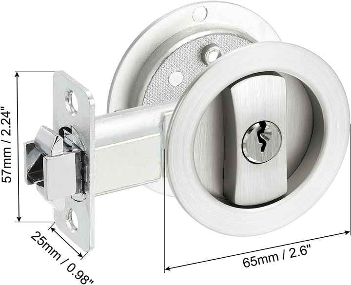 Round recessed door lock with key, pocket door lock invisible hardware ...