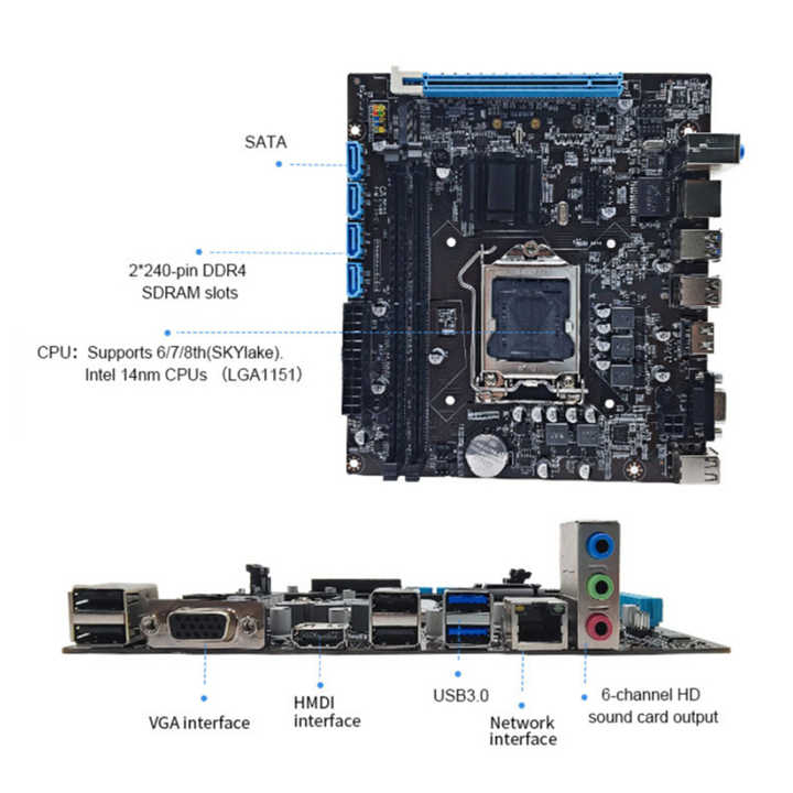 H110 Motherboard LGA 1151 Socket with Dual Display| Alibaba.com