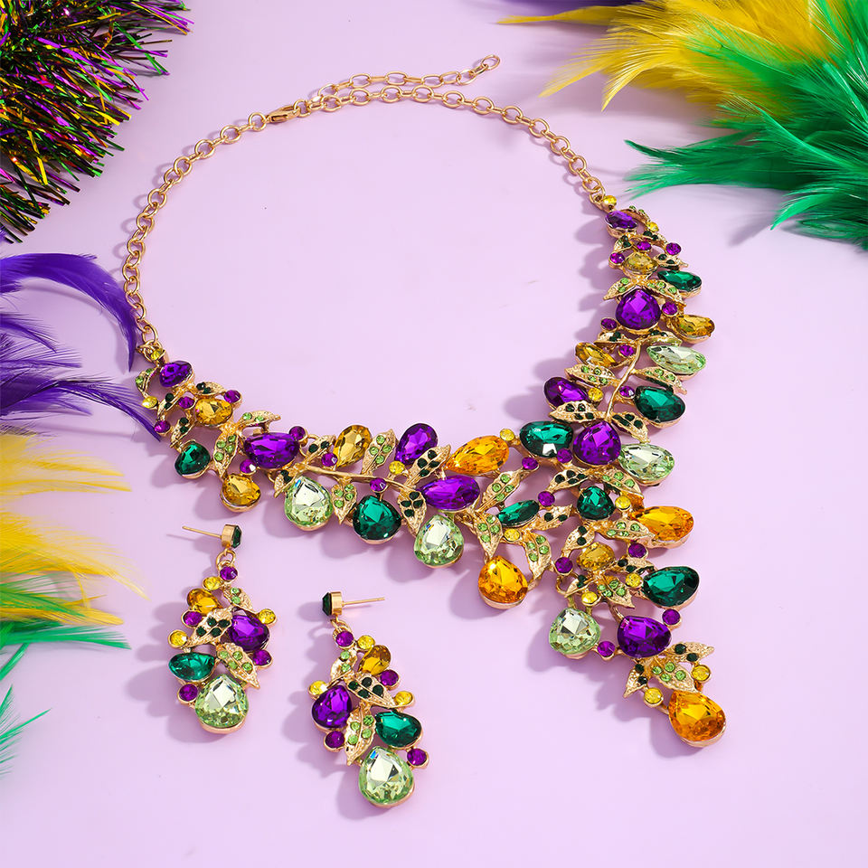 Fashion Carnival Jewelry Set Rhinestone Luxurious Large Necklace ...