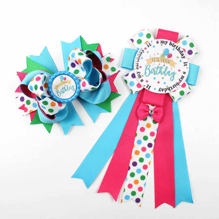 Girls Happy Birthday Hair Bow Clips Set Cute Beautiful Birthday Outfit ...