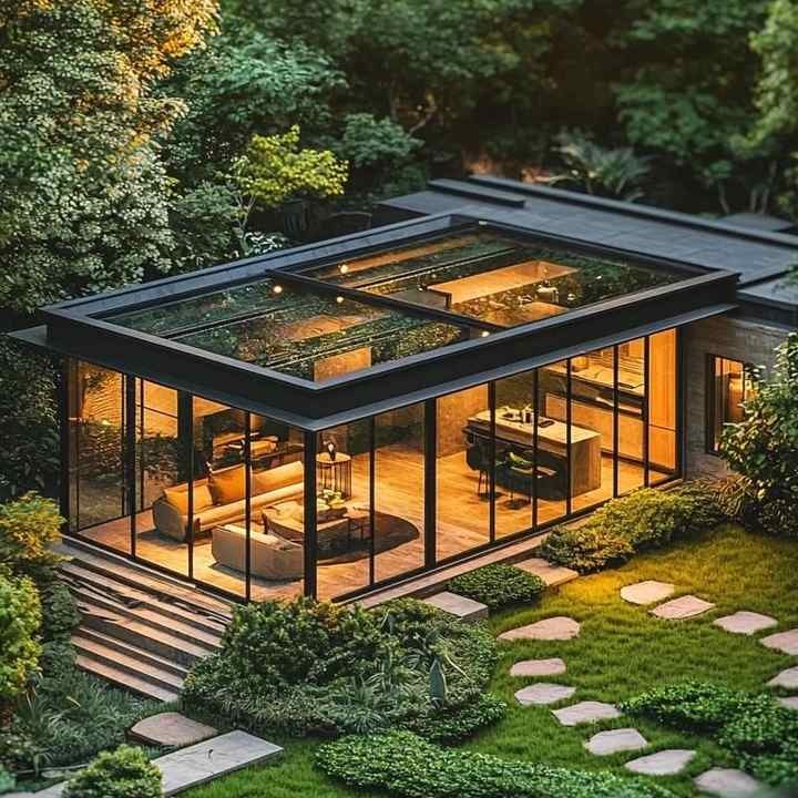 DTOP Flat Roof Portable Glass Sunroom - Customizable Size