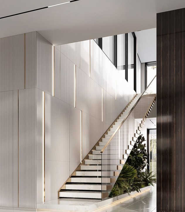 Modern Australian Standard Staircase with LED Marble Steps