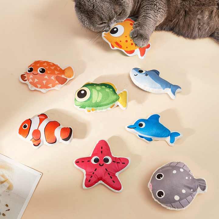 Indoor Interactive Cat Toys Fish Shape Catnip Toy For Cats Plush Toy ...