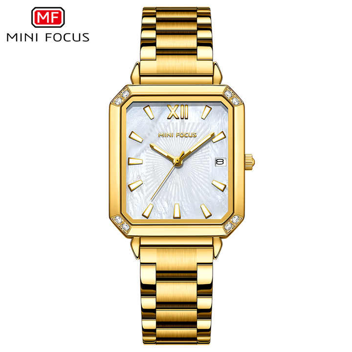 Mini Focus Quartz Watch - Elegant Rose Gold Stainless Steel Strap