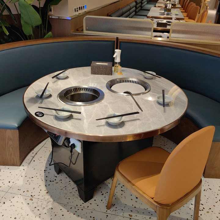 Customized Indoor BBQ Hot Pot - Integrated Dining Table