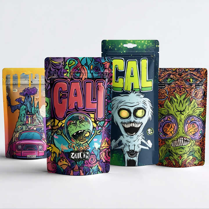 Custom Child-Proof EVOH-PE Smellproof Mylar Bags 3.5g Cali Pack with Printed Shape for Storing ...