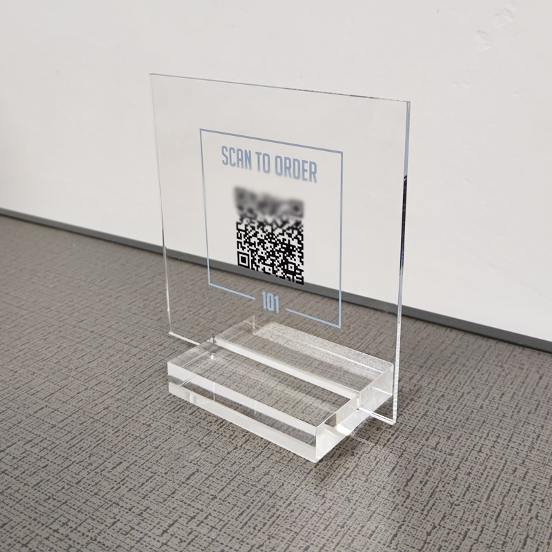 Custom QR Code Display Stand - Durable Acrylic Tabletop Design