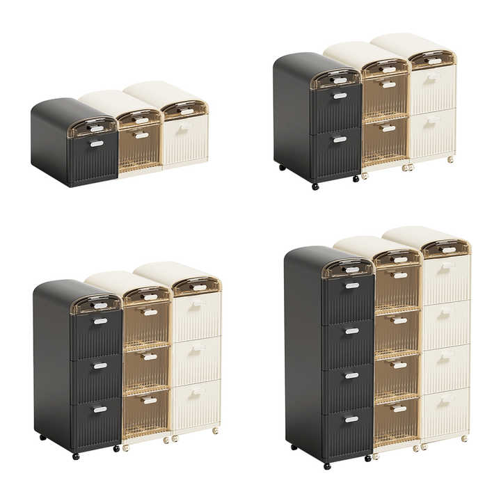 Portable Multilayer Plastic Drawers Storage Rack Wheels Modern Standing ...