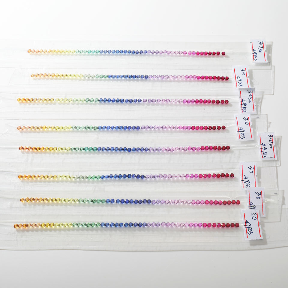 Hailer Lab Grown Sapphire rainbow Bracelet Line Corundum Lab Sapphire ...