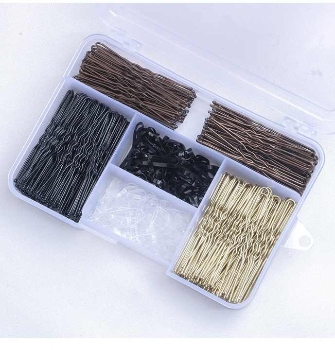 Set of Hair Pins Including U Pins Rubber Hair Bands Storage Box for All ...