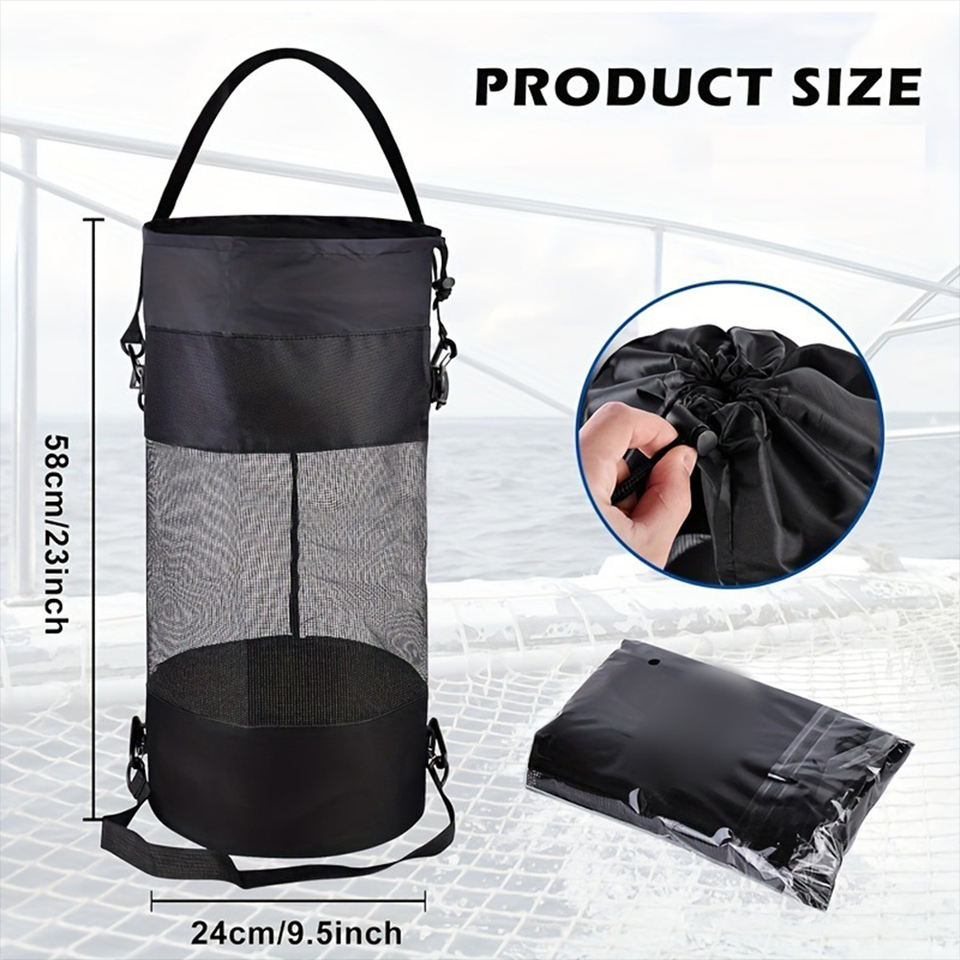 Durable Hanging Marine Net Garbage Bag - Windproof Drawstring Design ...