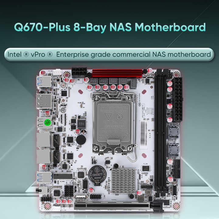 Q670 Plus Intel Vpro 8-Bay NAS Motherboard - 3-Year Warranty