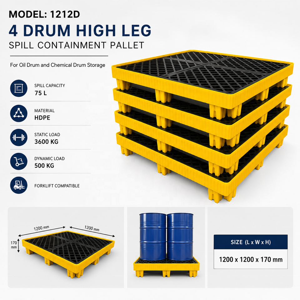 HDPE Spill Containment Pallet 4 Drum Secondary Containment Pallet for ...