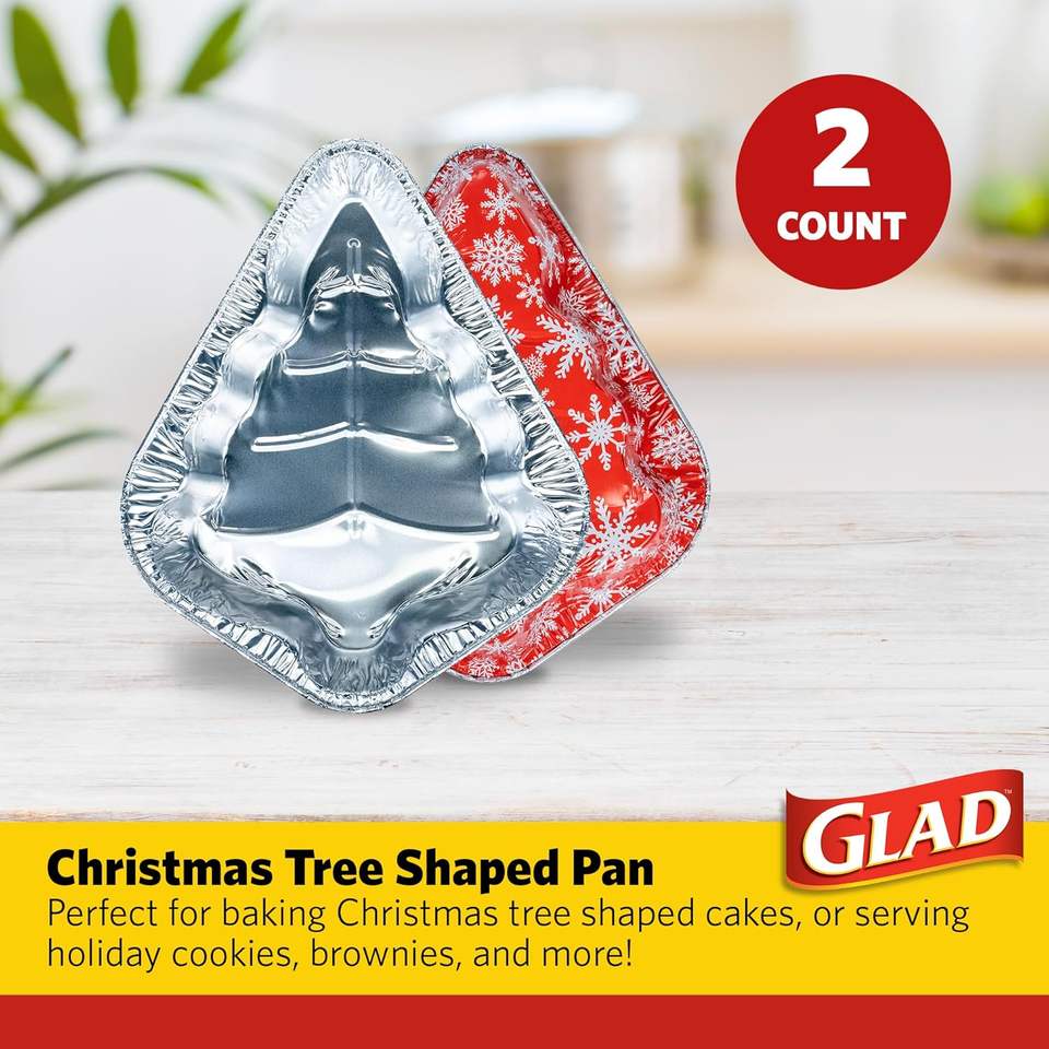 Glad Holiday Edition Christmas Tree Aluminum Baking Pans Red White ...