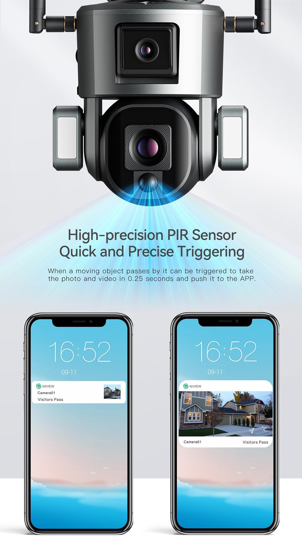 4K Dual Lens Solar Panel IP Camera 4G 8MP Solar Powered Wireless CCTV ...