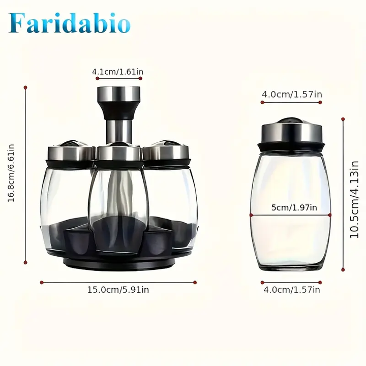 7pcs Kitchen Supplies Spice Shaker Combination Set Rotating Bottom Salt ...