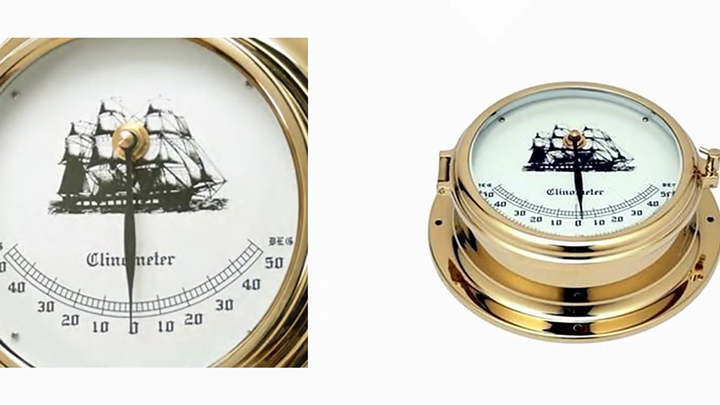 IMPA 370241 Brass Dial Type Marine Inclinometer - 200mm, OEM