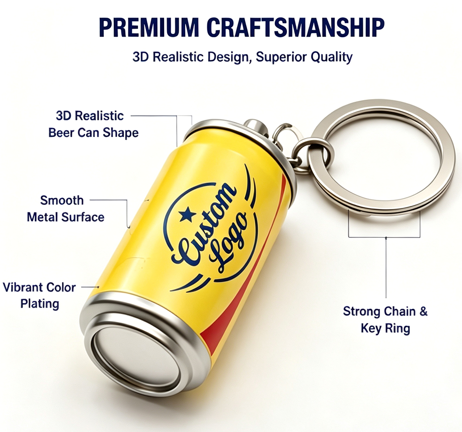 Custom 3D Beer Can Keychain Fashionable Resin Bottle Realistic Can ...
