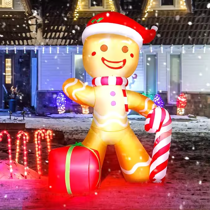 Giant Christmas Decoration Inflatable Gingerbread Man Model with LED ...