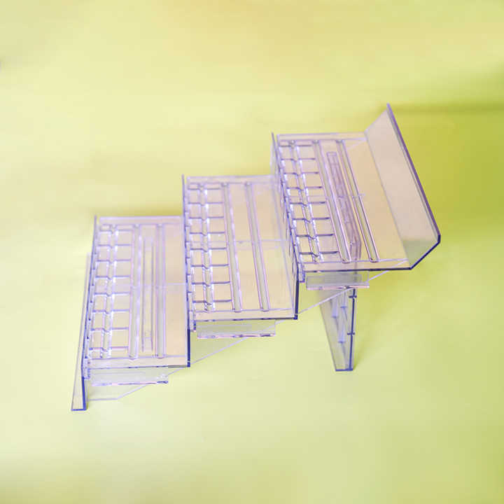 Supermarket Transparent Three Staircase Display Table Glass Display ...