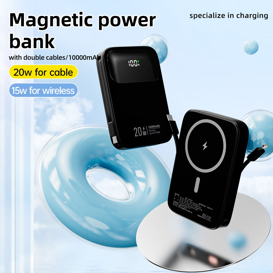 Custom Logo Slim Wireless Magnetic Power Bank 10000mah
