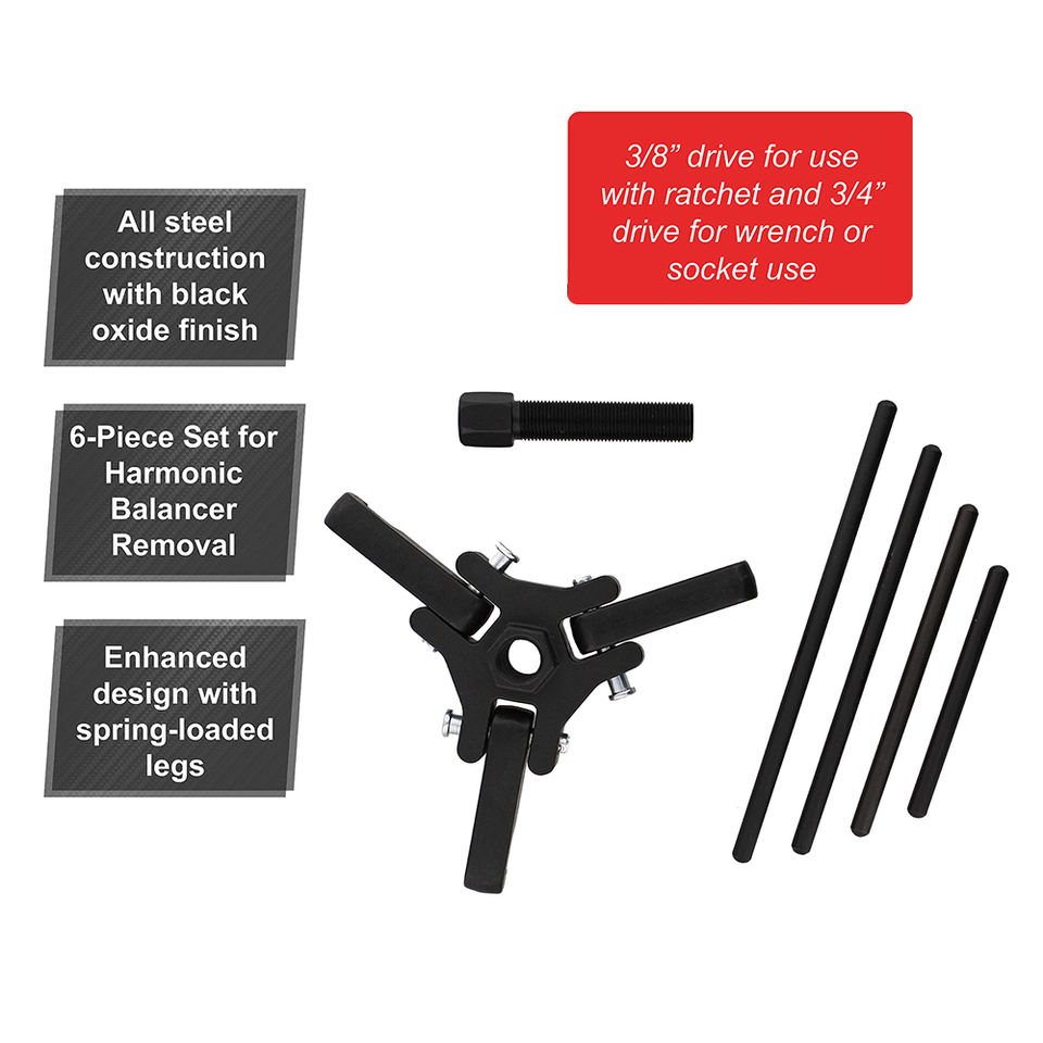 Podofo Harmonic Balancer Puller 3 Jaw Crankshaft Pulley Removal Tool ...
