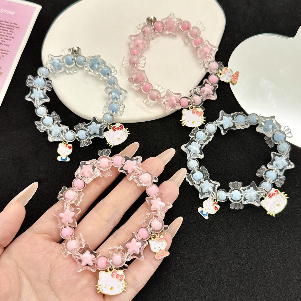 Hot-selling Women's Cute Cartoon Cat Headpiece Pendant Acrylic Beaded ...