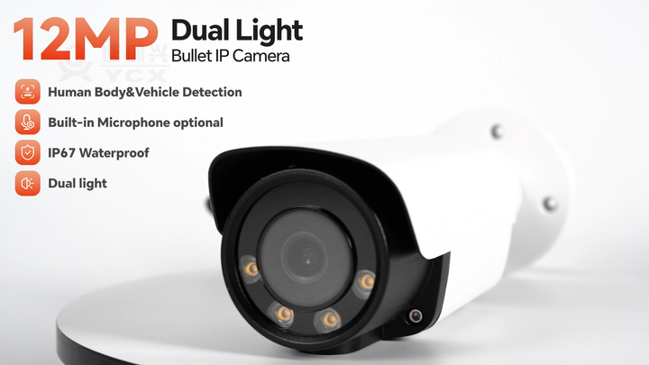 12MP IP Bullet Camera - Color Vision, Waterproof, & Smart