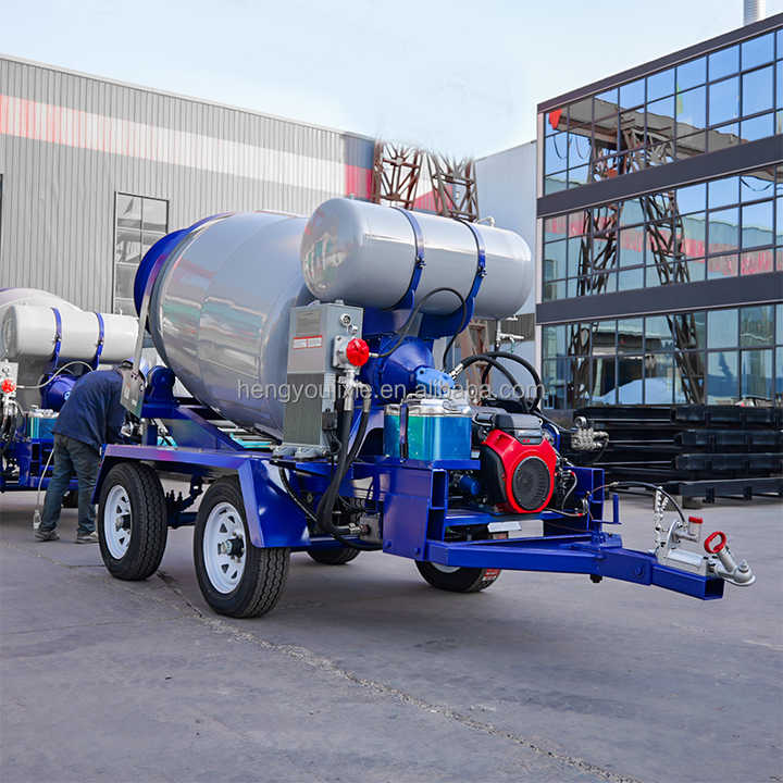 Truck Mounted Concrete Cement Mixer Tank Flatbed Trailer 3 Axle Semi ...