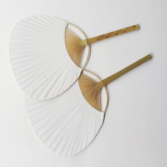 White Bamboo Hand Fans For Wedding Party Favors & Souvenirs Odm